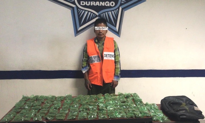 Traía 174 bolsitas con marihuana