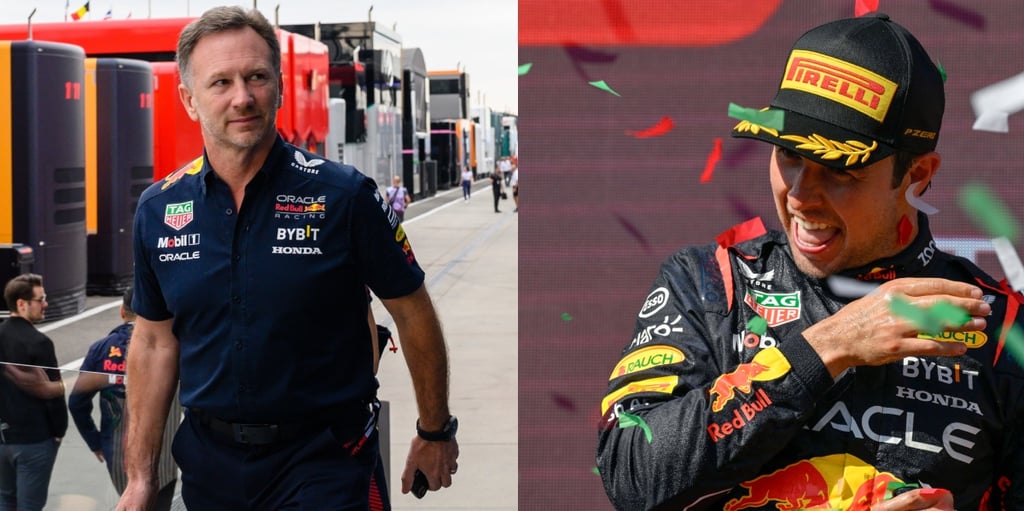 Christian Horner llena de felicitaciones a Checo Pérez tras podio en el Gran Premio de Hungría