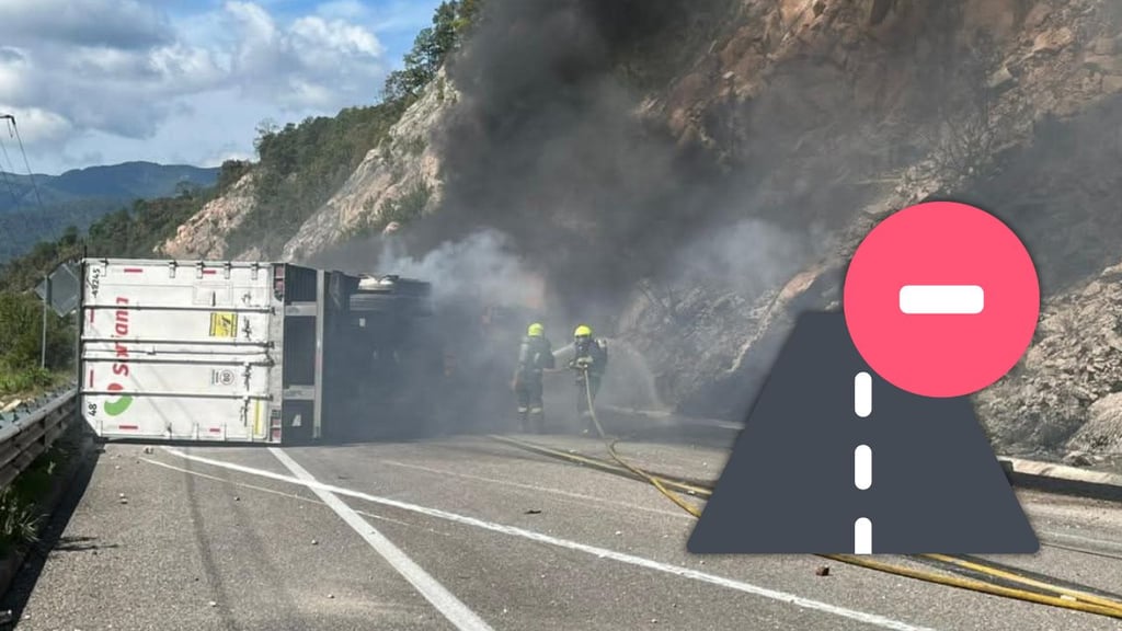 Choque y volcadura de tráiler cierra autopista Durango-Mazatlán en ambos sentidos
