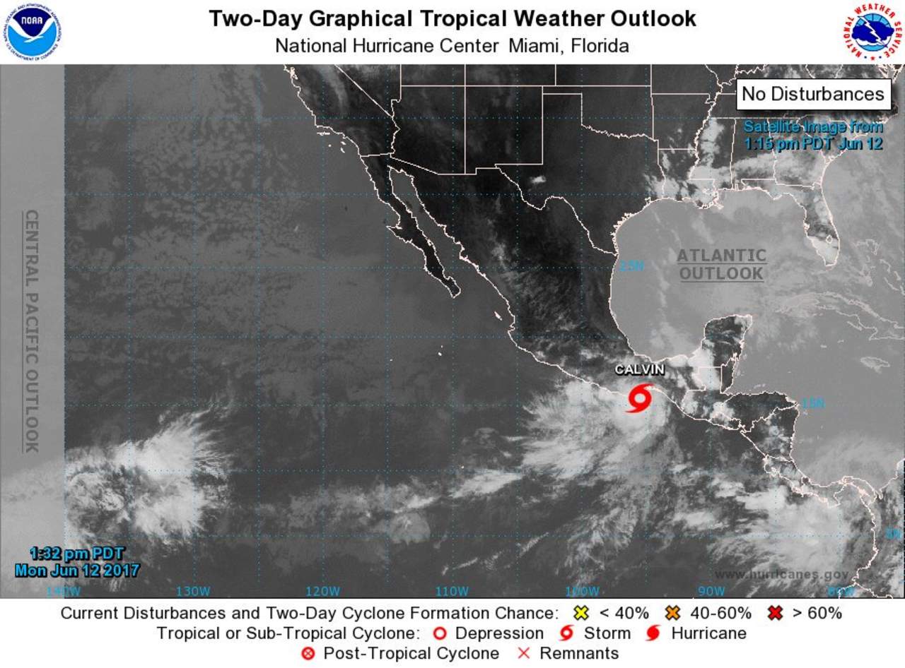 Tormenta tropical Calvin se forma en el Pacífico mexicano