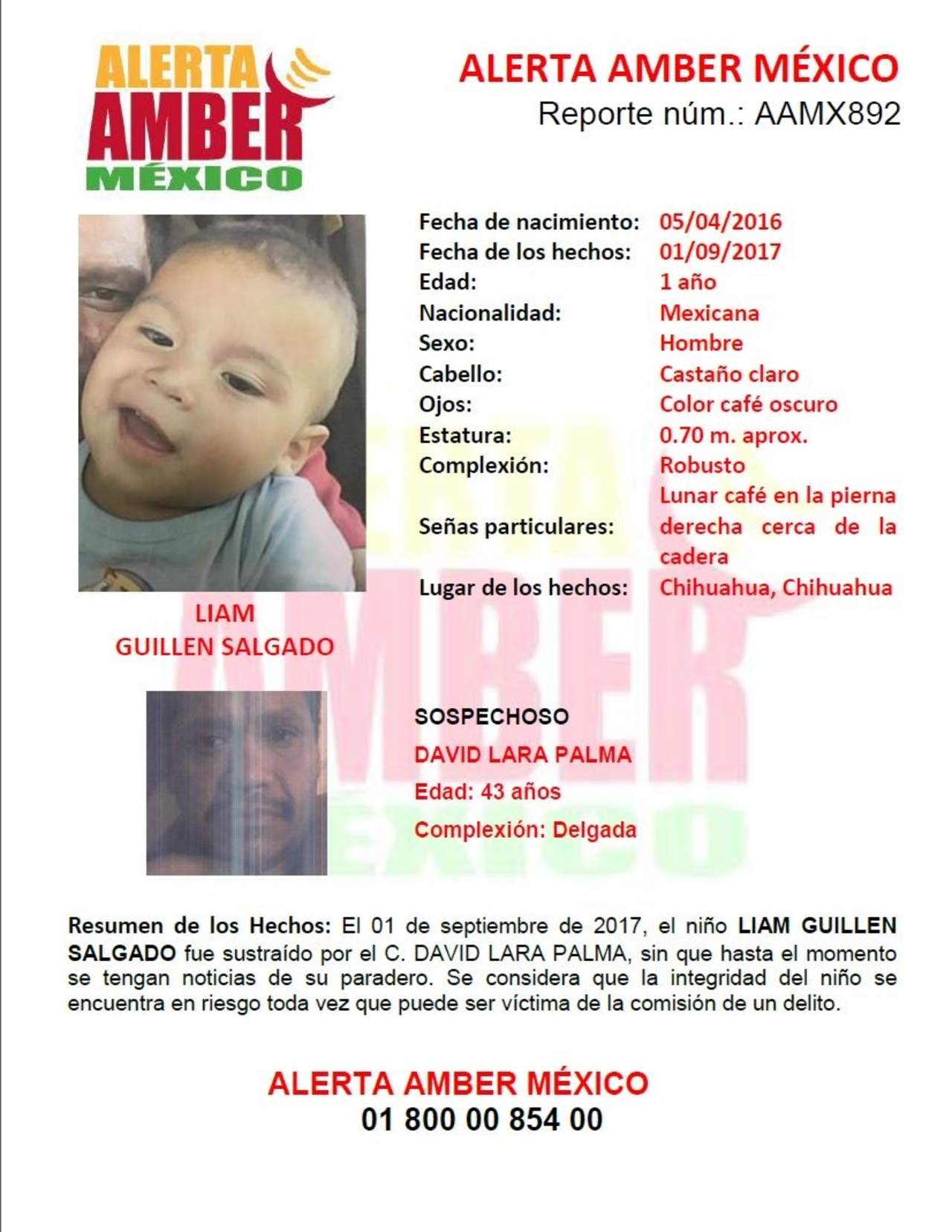 Desaparece bebé de 1 año; activan Alerta Amber