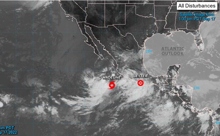 Se forma tormenta tropical 'Madeline' en el Océano Pacífico y 'Lester' se disipa