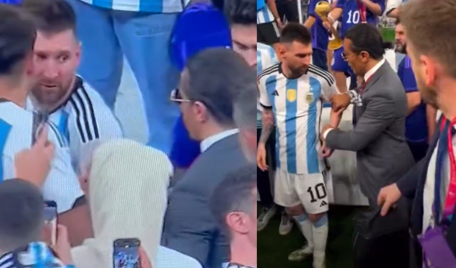 VIDEO: Salt Bae hace 'enojar' a Messi jaloneándolo para una foto