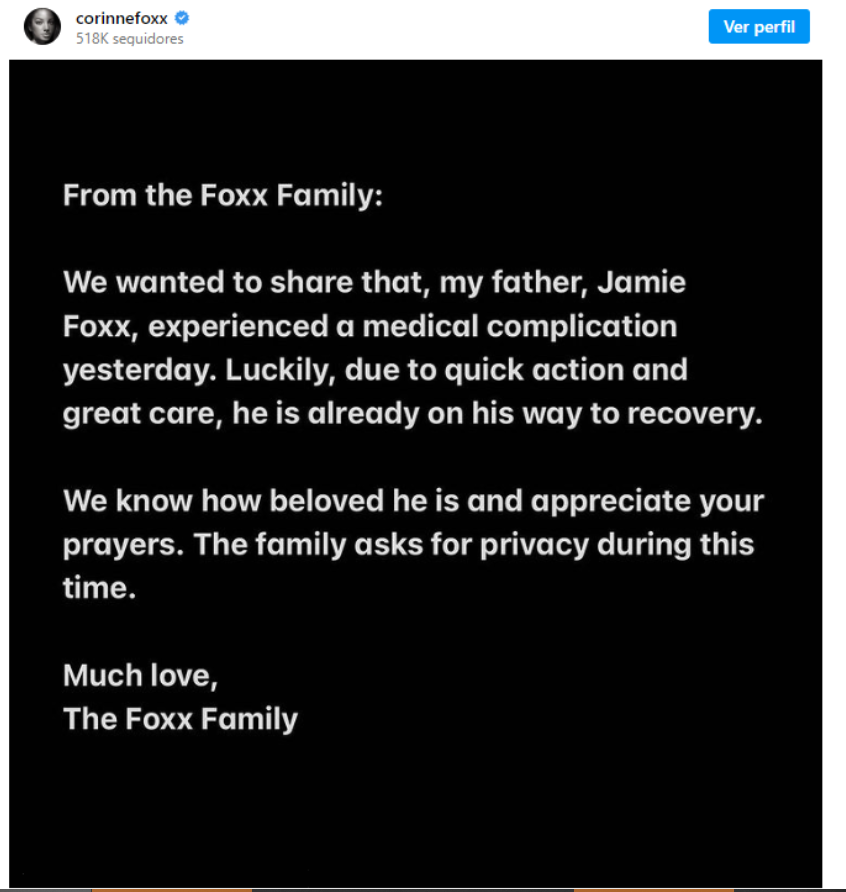 ¿Qué está pasando con la salud de Jamie Foxx?