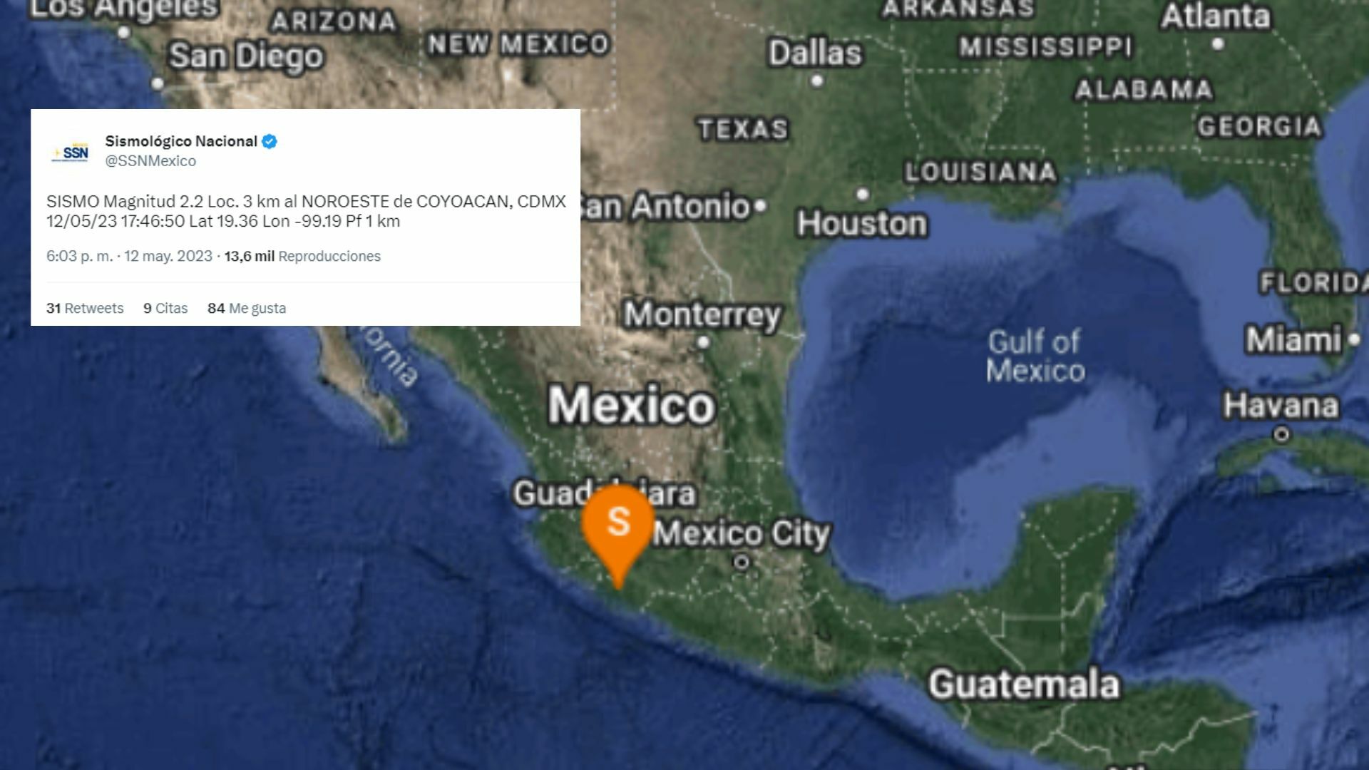 Reportan microsismo de magnitud 2.2 en la CDMX, ahora en Coyoacán