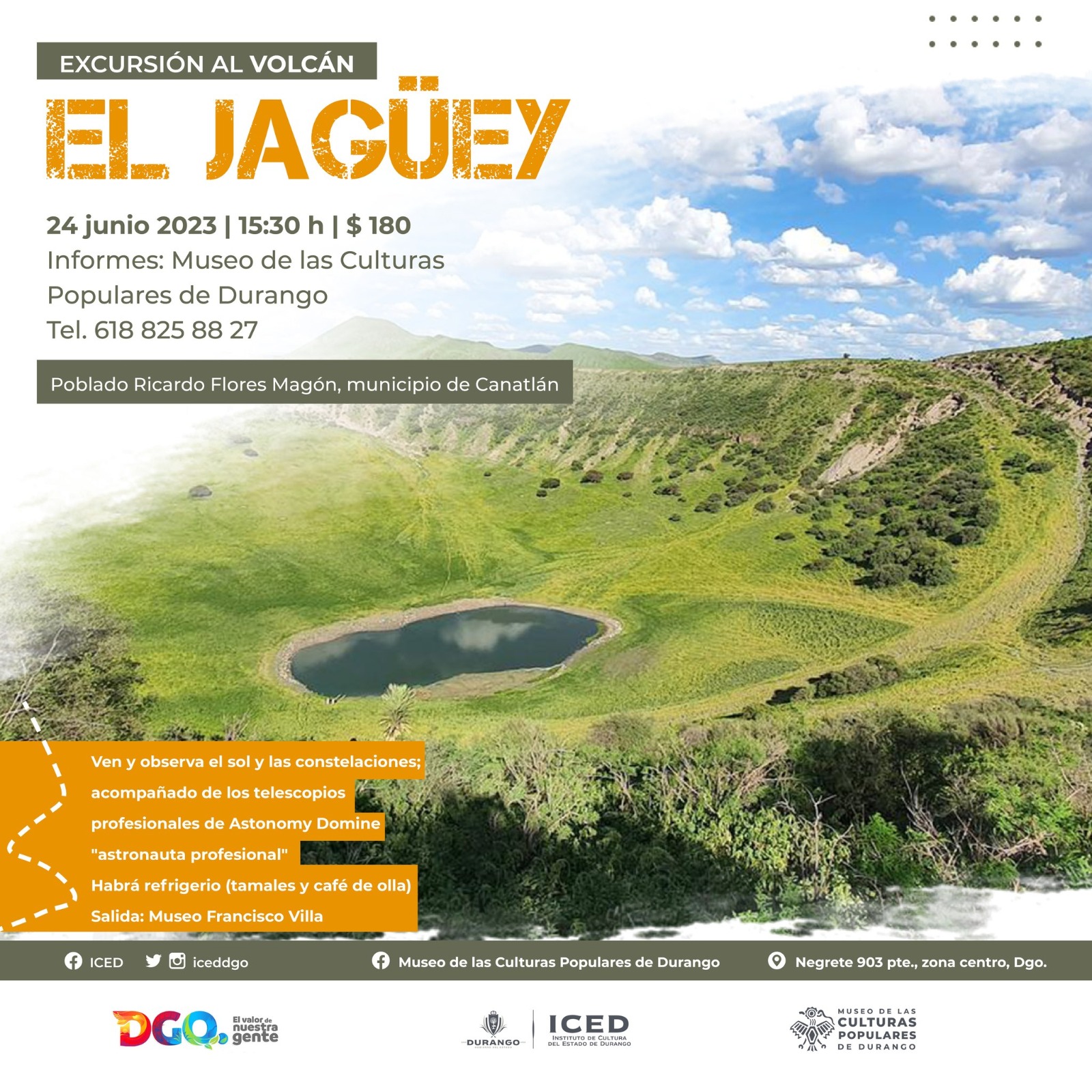 Harán recorridos al volcán ‘El Jagüey’, ubicado en Canatlán