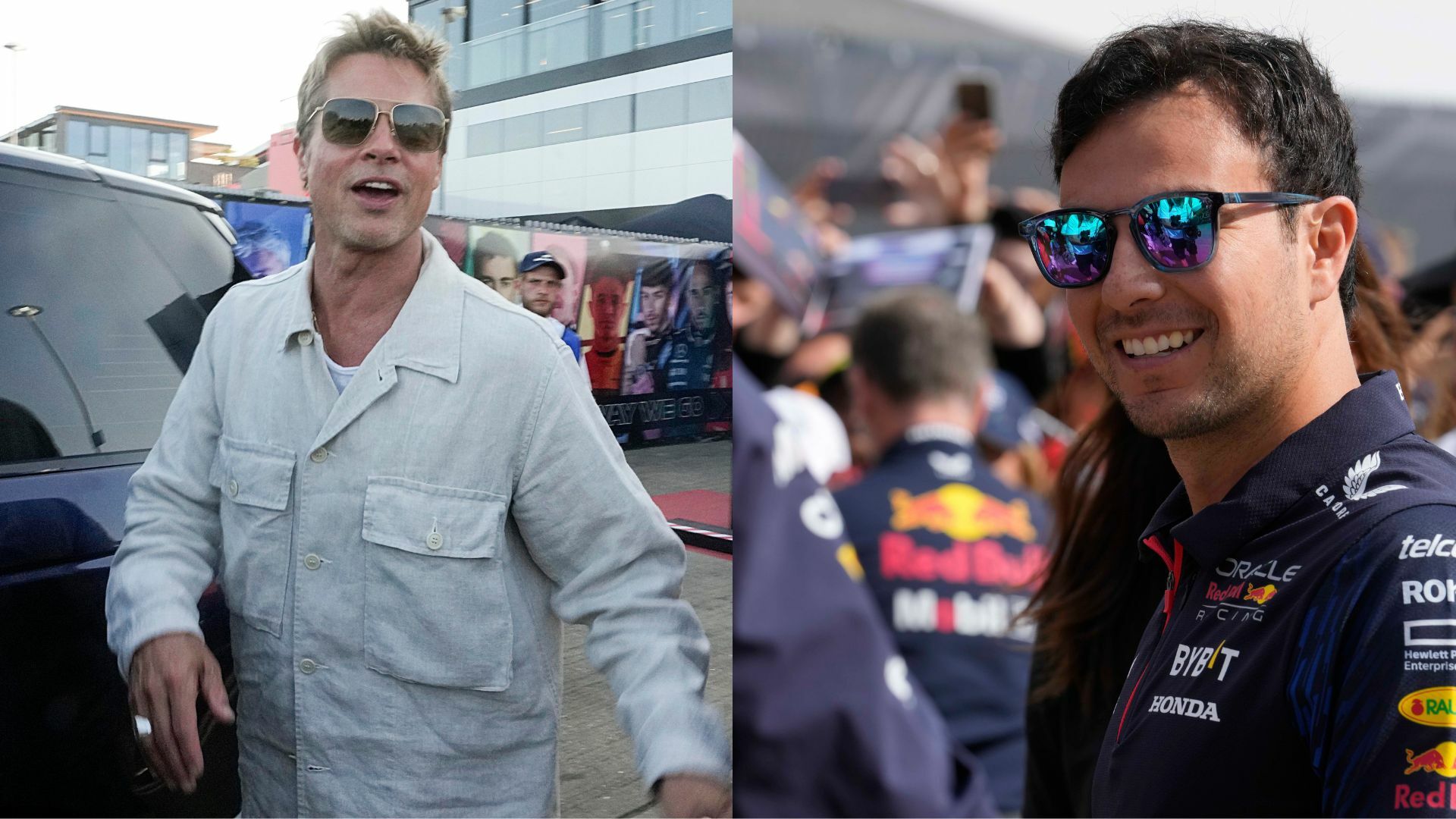 'Checo' Pérez y Brad Pitt se ven las caras en el GP de Gran Bretaña