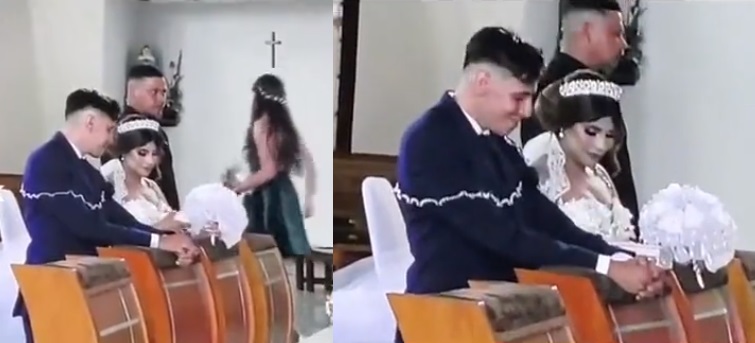 VIRAL: Mujer se cae en plena boda y novio tiene que hacer gran esfuerzo para no reírse