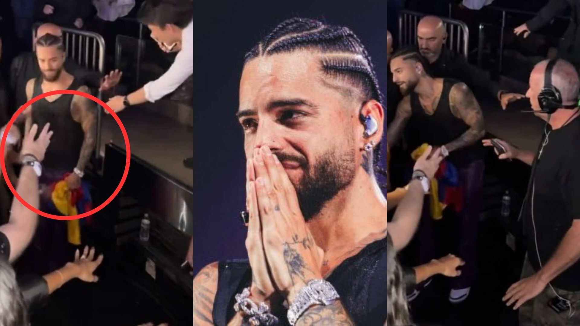 La reacción de Maluma tras ser tocado indebidamente por una fan